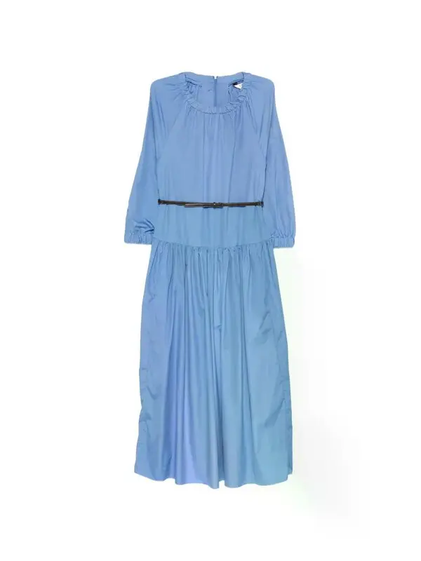 Max Mara Silvana Belted Gathered-neck Dress - Blue