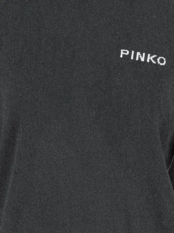 Pinko Logo-embroidered Intarsia-knit Sweater