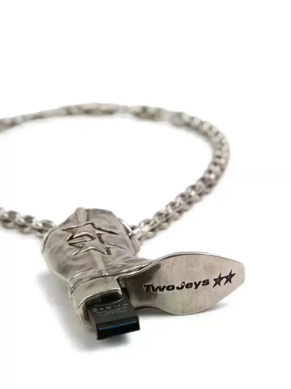 TWOJEYS Tone Boot-motif Pendant Necklace With Engraved Logo And Usb Drive