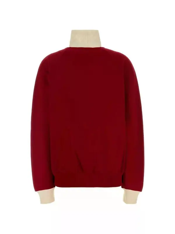 AMI Paris Zipped Cotton Sweatshirt With De Coeur - Red