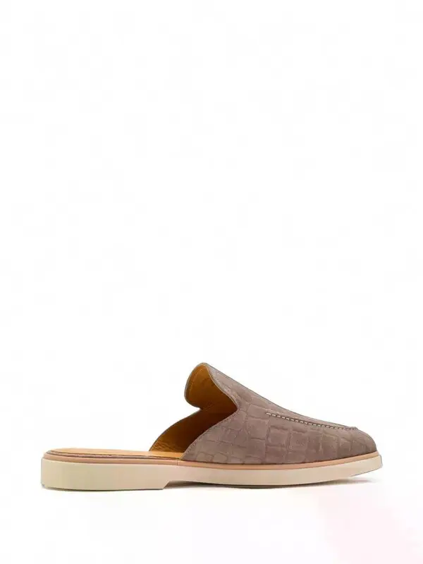 Magnanni Crocodile-effect Suede Mules - Brown