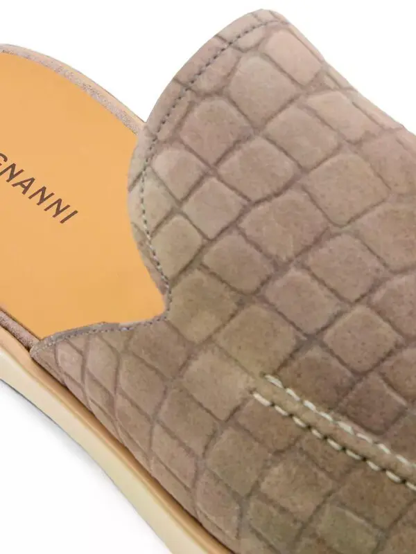 Magnanni Crocodile-effect Suede Mules