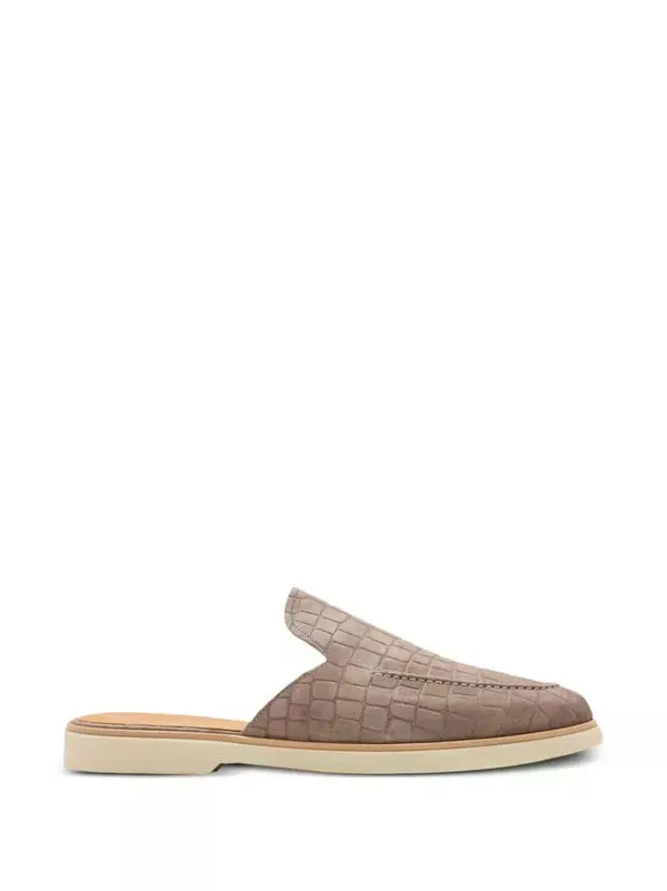 Magnanni Crocodile-effect Suede Mules - Brown