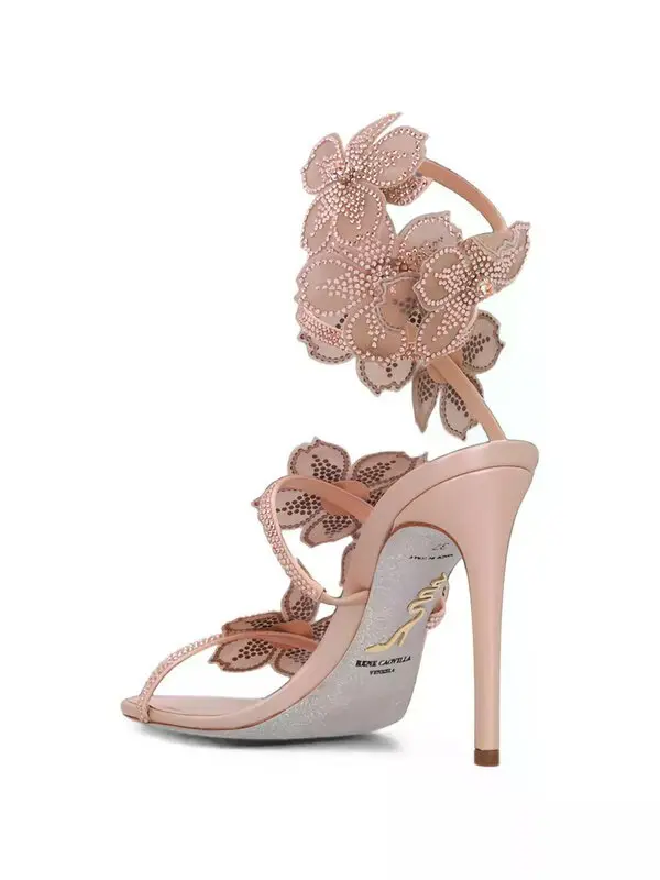 Rene Caovilla Floral Embellished Stiletto Sandals - Neutrals