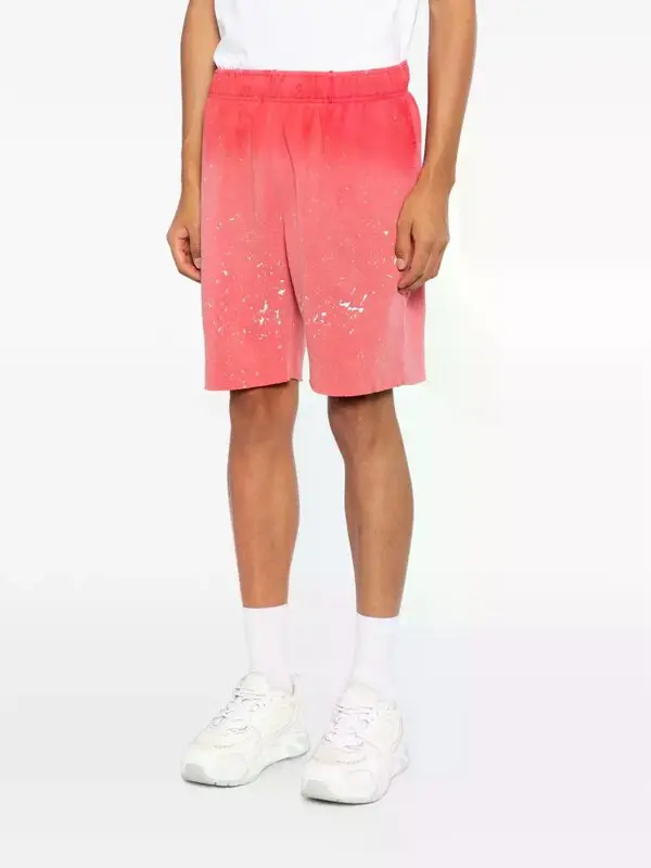 PALE CLOUD Paint-splatter Ombré-effect Shorts