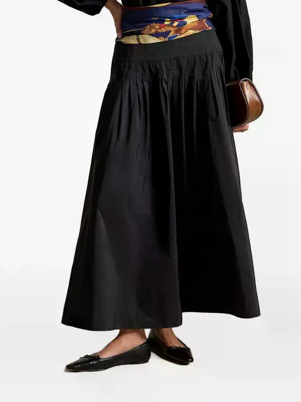 Polo Ralph Lauren Pleated Flared Maxi Skirt