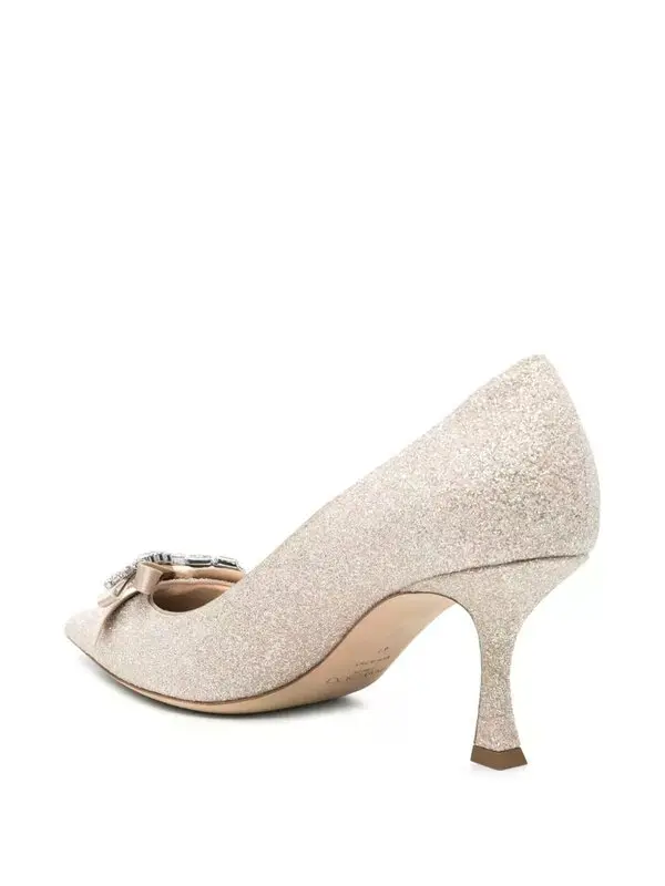 JIMMY CHOO Auria Crystal Embellished Bow Detail Pumps - Neutrals