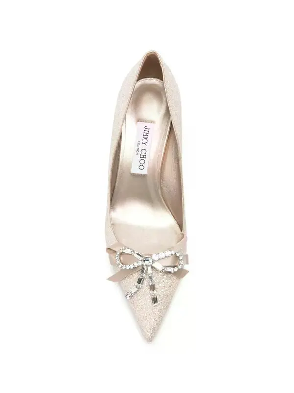 JIMMY CHOO Auria Crystal Embellished Bow Detail Pumps - Neutrals