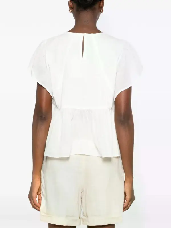 MAISON123 Broderie Anglaise Flutter-sleeve Blouse