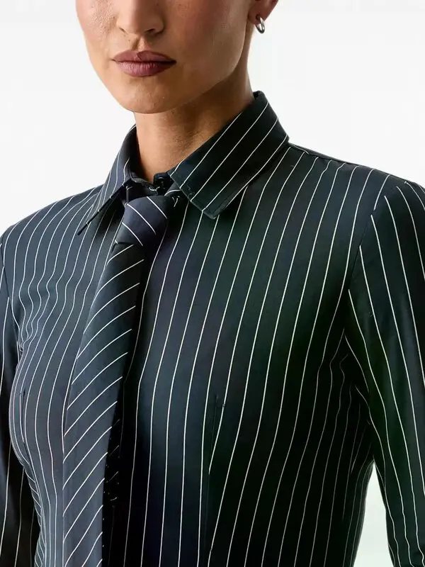 Patrizia Pepe Pinstripe Shirt With Tie Detail