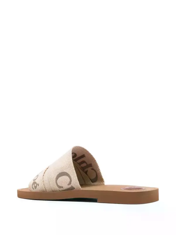 Chloé Woody Logo-print Flat Sandals - Neutrals