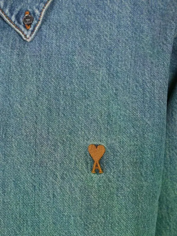 AMI Paris Denim Shirt With De Coeur