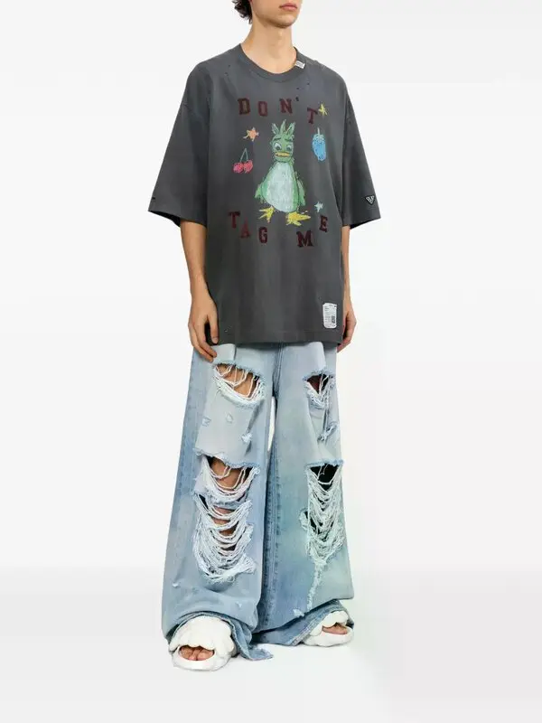 Mihara Yasuhiro Leon Doodle Printed T-shirt - Grey