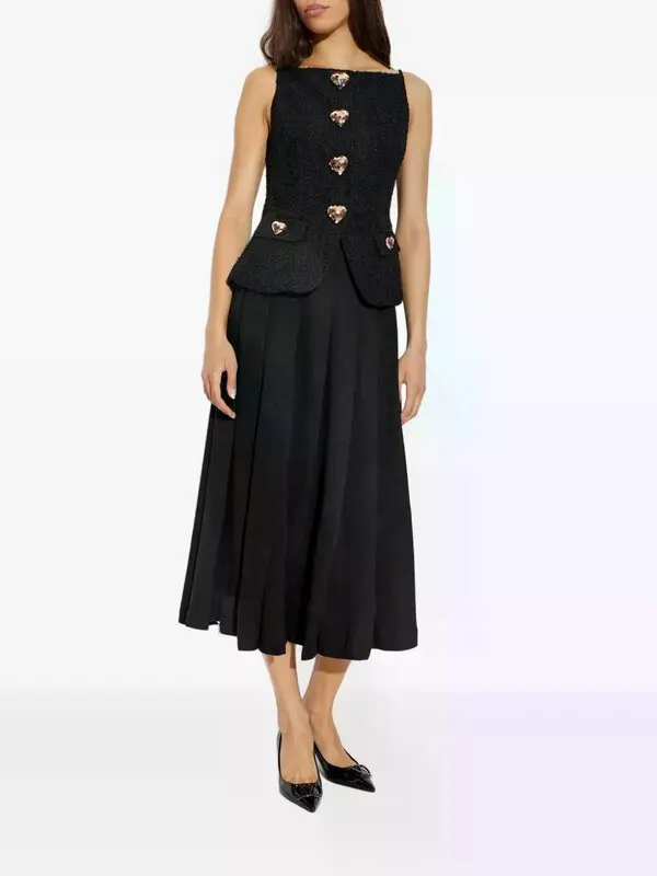 SELF-PORTRAIT Bouclé Pleated Midi Dress