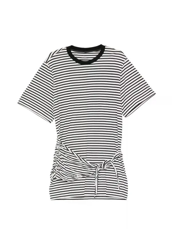 Cynthia Rowley Black And Striped Cotton Dress With Knotted Detail - White