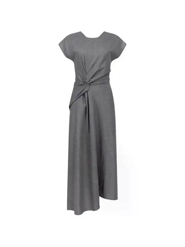 Victoria Beckham Aria Twisted Midi Dress - Grey