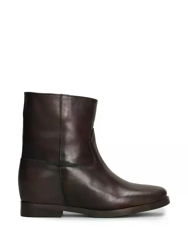 JULIE DEE Leather Ankle Boots - Brown