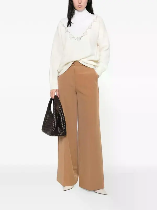 ERMANNO FIRENZE Lace-trim Mock-neck Sweater