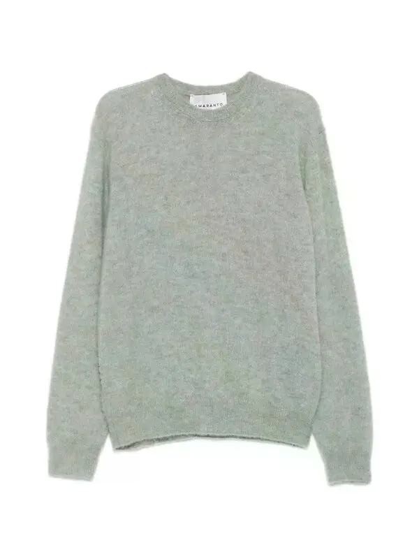 AMARANTO Brushed Knit Crew Neck Sweater - Green