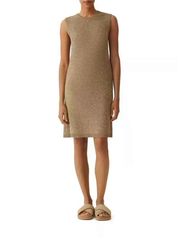 Fabiana Filippi Textured Embellished Cotton Blend Knit Dress