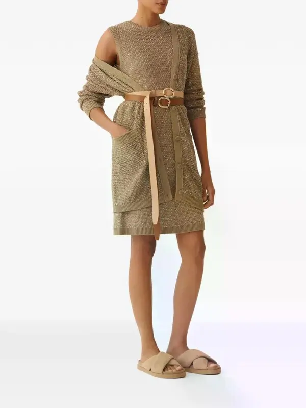 Fabiana Filippi Textured Embellished Cotton Blend Knit Dress