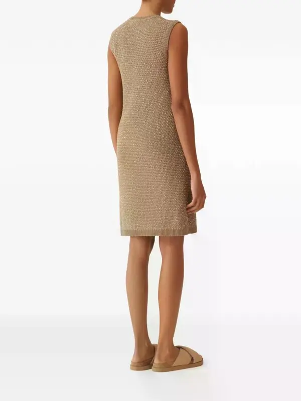 Fabiana Filippi Textured Embellished Cotton Blend Knit Dress