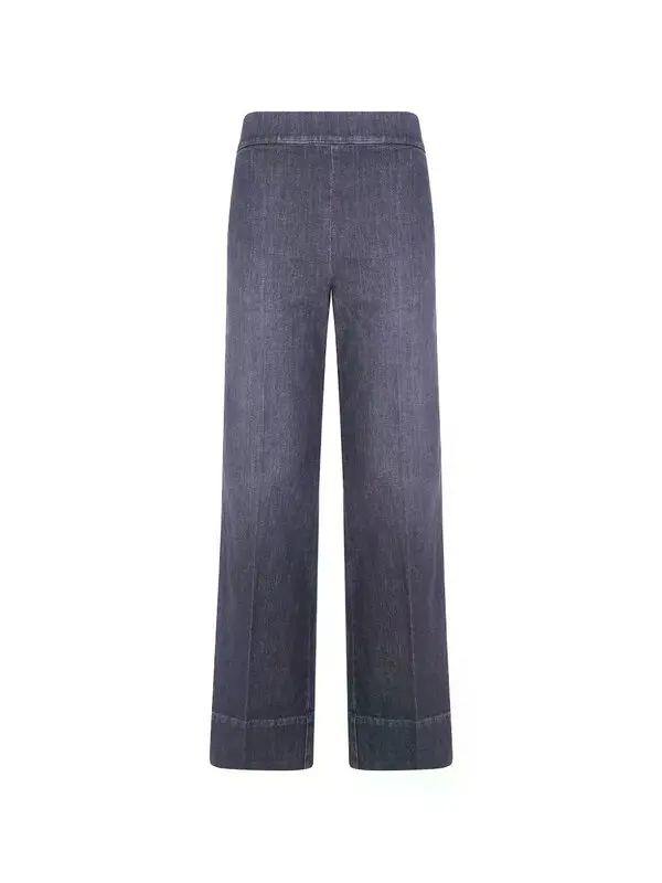 CIGALA'S Elasticated-waist Wide-leg Jeans - Black