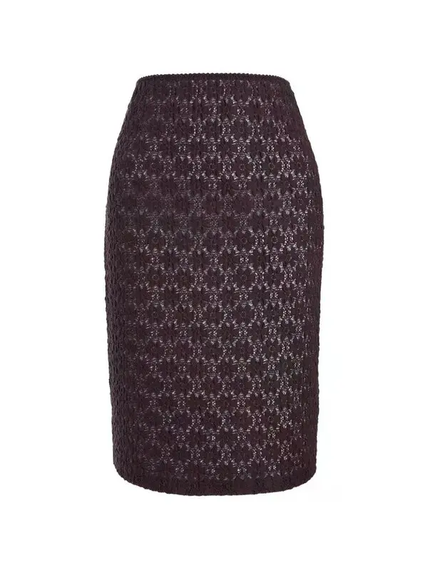 12 STOREEZ Primrose Lace Midi Skirt - Brown