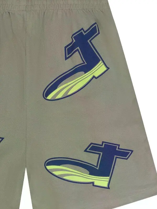 DENIM TEARS Graphic Print Shorts - Grey