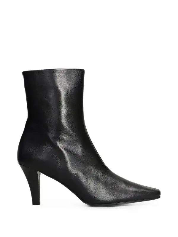 THE SELLER Square-toe Stiletto Ankle Boots With Side Zip - Black
