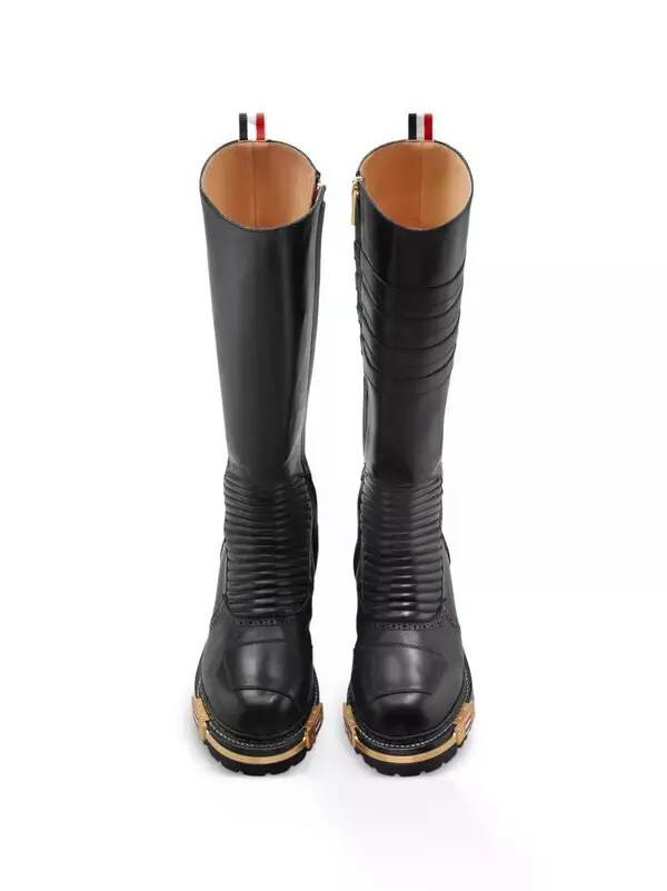 Thom Browne Leather Moto Knee-high Boots