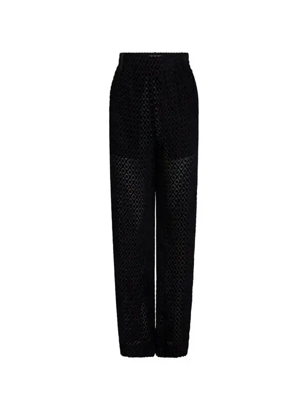Victoria Beckham Geometric Pattern Curved-leg Trousers - Black
