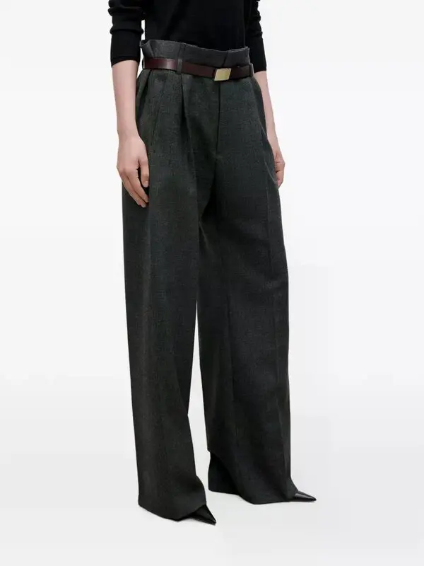 Victoria Beckham Ethel Wide-leg Trousers In Dark Virgin Wool