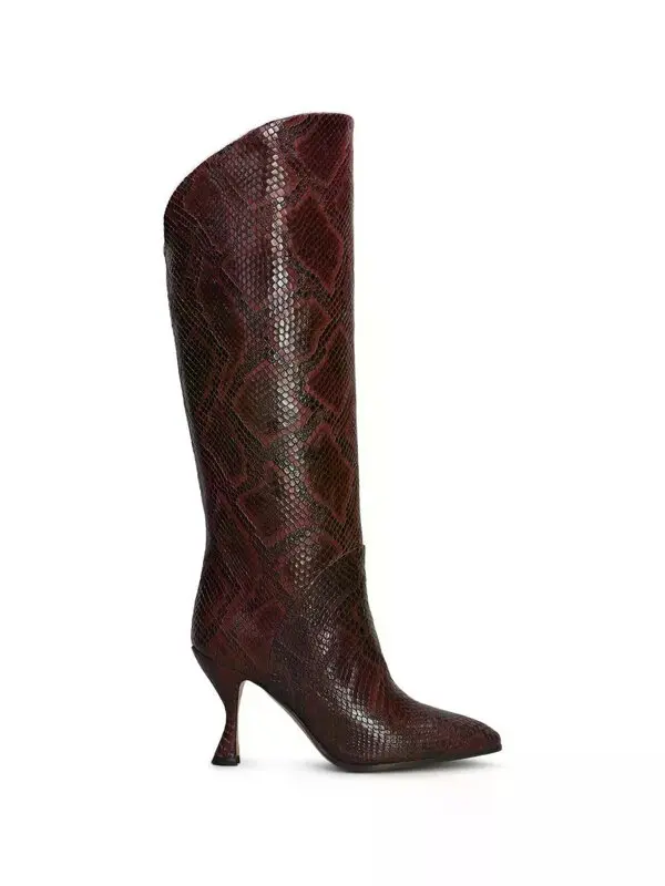 CASTAGNA Snake-effect Knee-high Boots - Red
