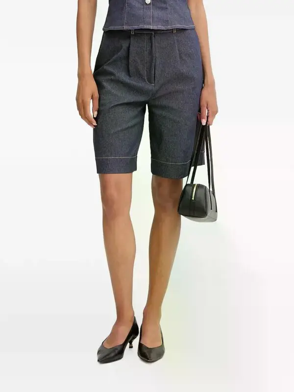 MORGAN Pleated Denim Shorts