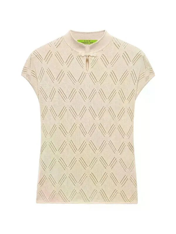 Shanghai Tang Openwork Knit Frog Fastening Top