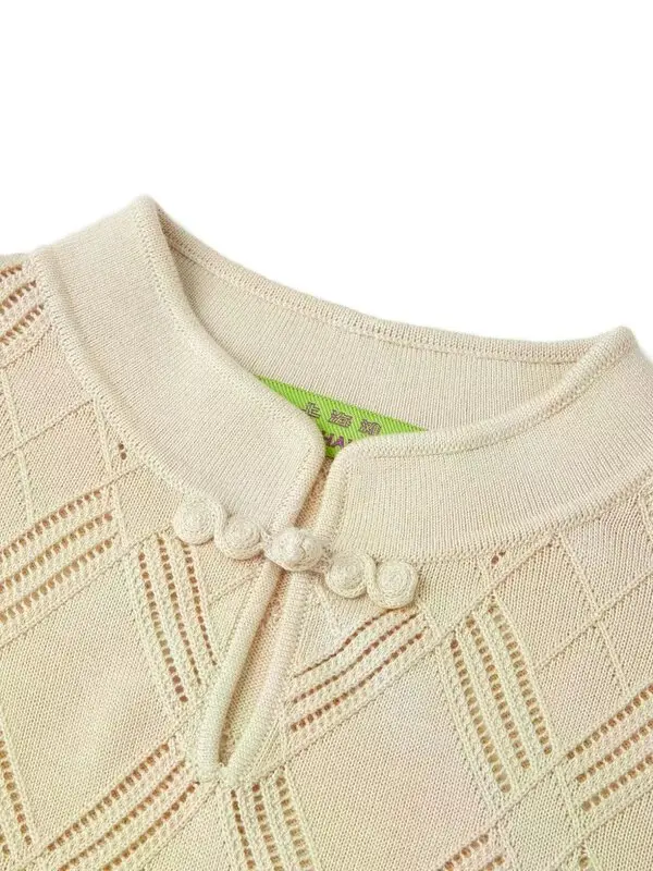 Shanghai Tang Openwork Knit Frog Fastening Top