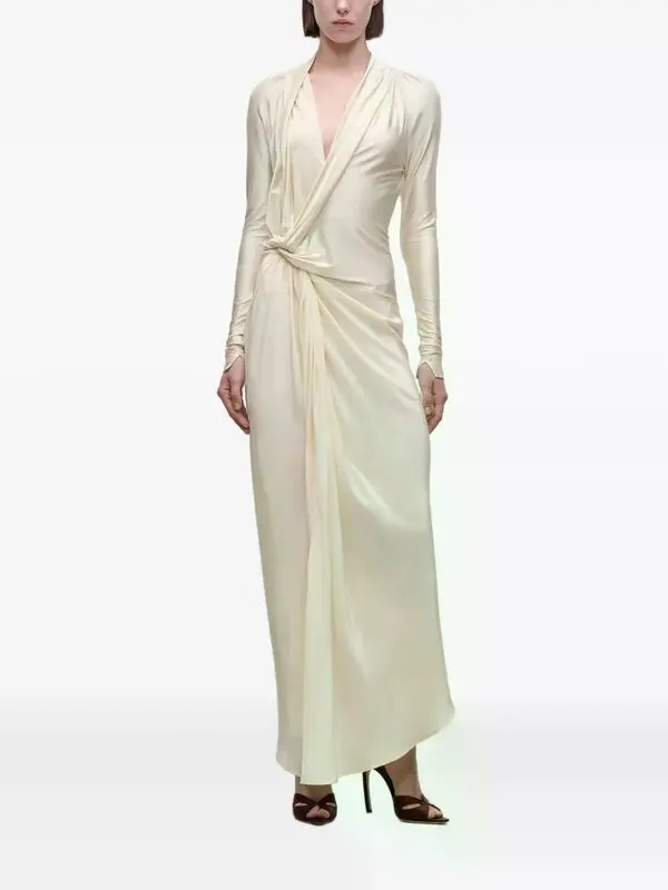 Victoria Beckham Lea Knotted-detail Midi Dress - Neutrals
