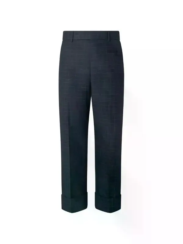 Thom Browne Windowpane-check Cropped Trousers - Blue