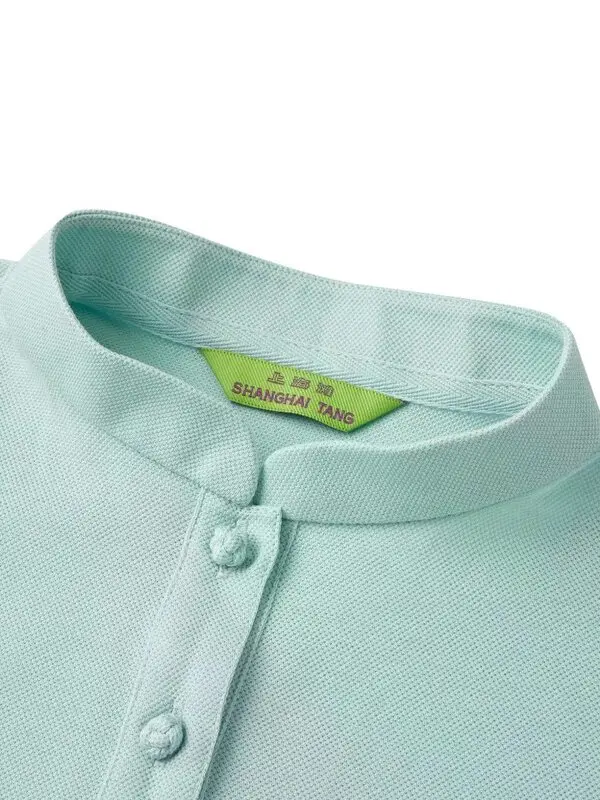 Shanghai Tang Mandarin Collar Piqué Polo Top