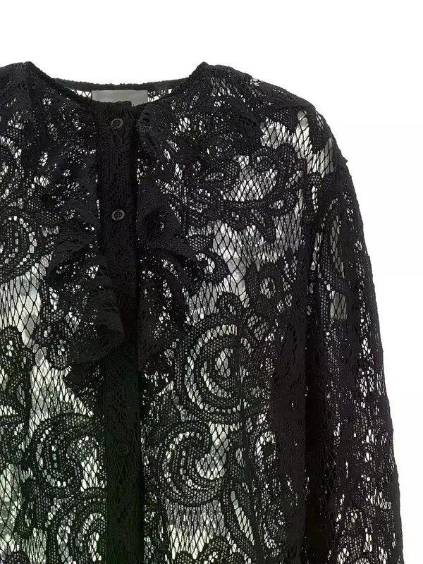 NUDE Ruffled Floral-lace Shirt
