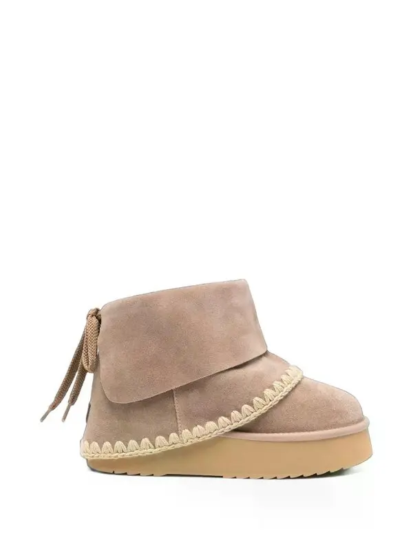 Mou Crochet-trim Ankle Boots - Neutrals