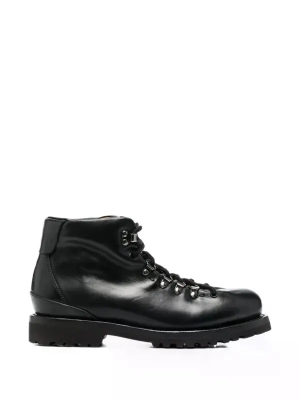 BUTTERO® Lace-up Leather Ankle Boots - Black