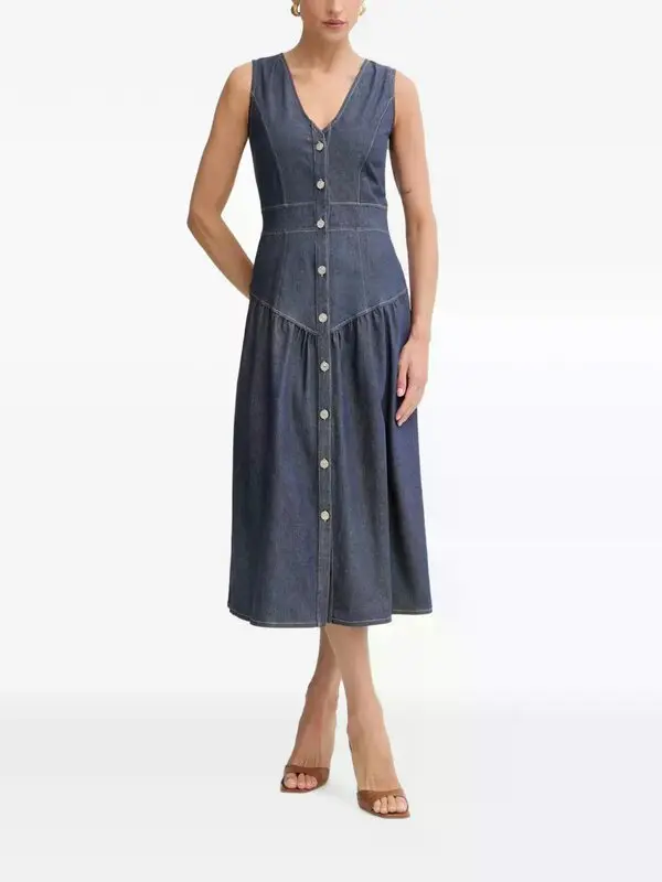 MORGAN Sleeveless Midi Dress With V-neck And Contrast Stitching