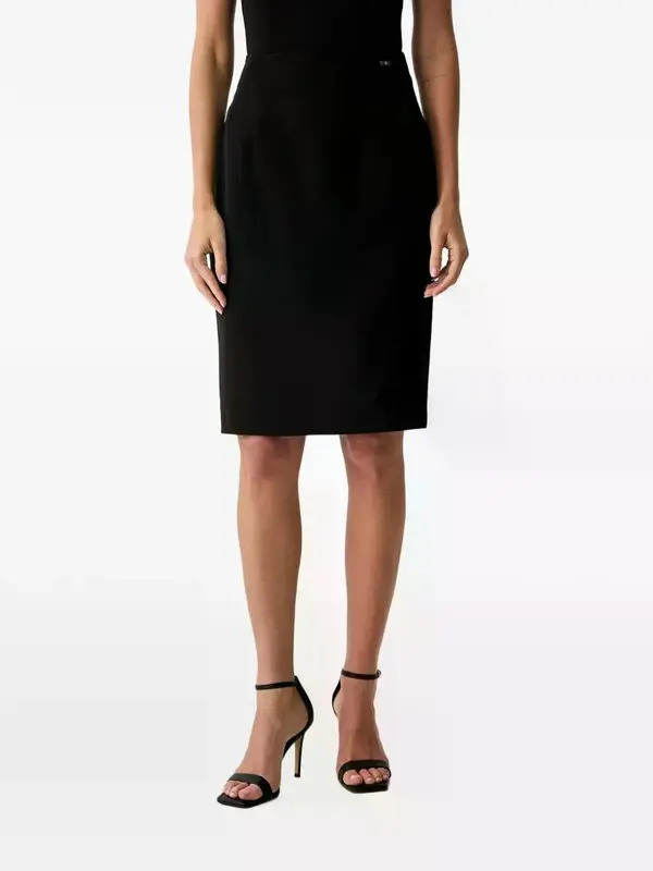 FRACOMINA Logo-plaque Darted Midi Skirt - Black