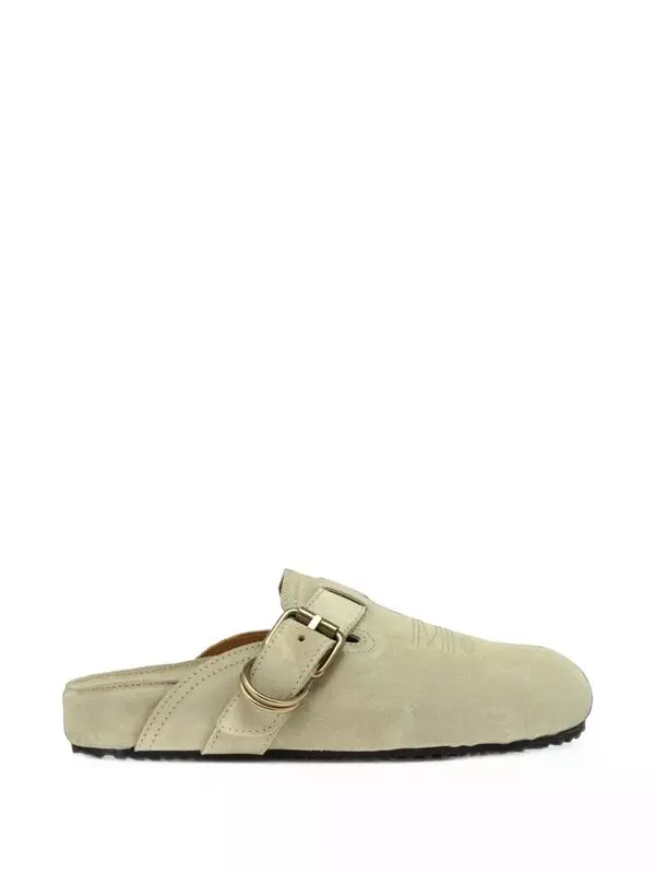 BUTTERO® Suede Buckle Strap Mules - Neutrals