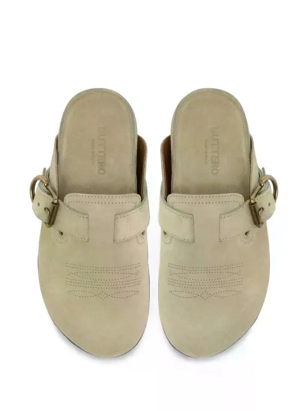BUTTERO® Suede Buckle Strap Mules