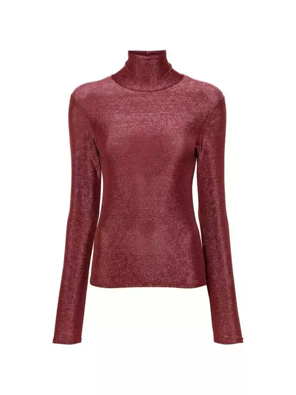 FORTE_FORTE Lurex High Neck Top - Red
