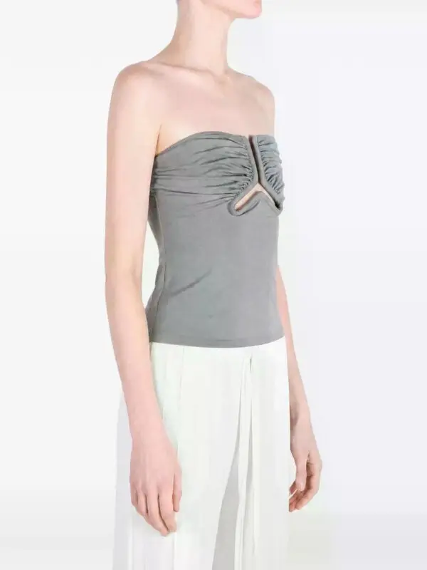 Rick Owens Cut-out Ruched Top - Grey