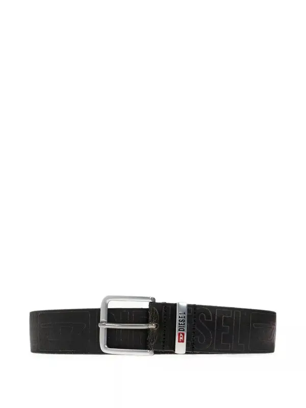 DIESEL® 4 Cm Leather Belt With Logo - Black